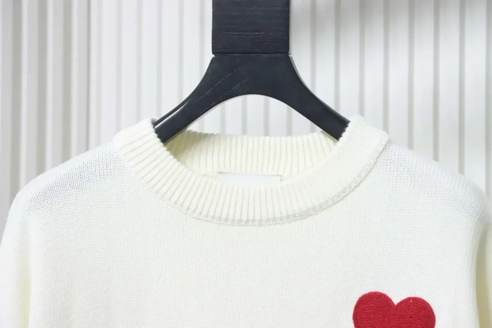AMI 21Fw Pullover With Embroidered Heart Logo And Round Neck - ETKICK Reps