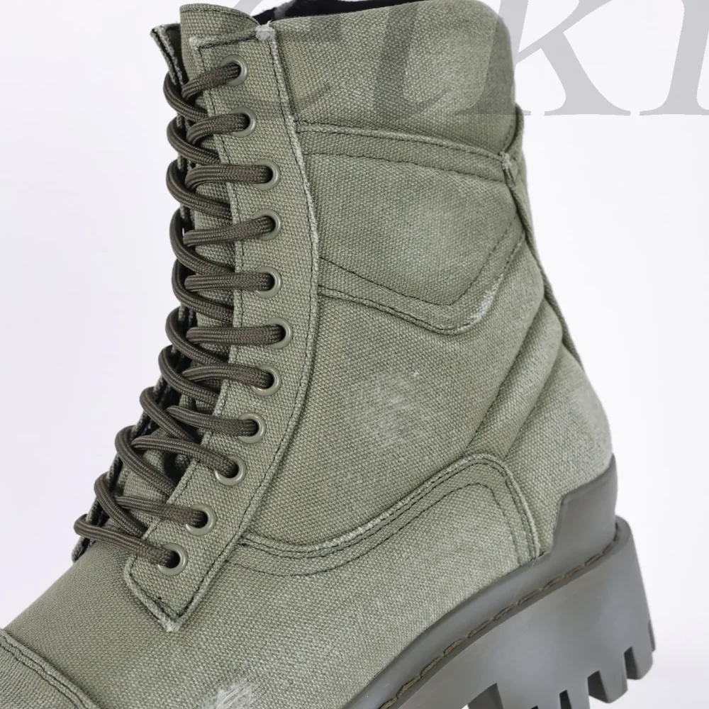 Balenciaga Strike Platform Combat Boots Distressed Look In Military ...
